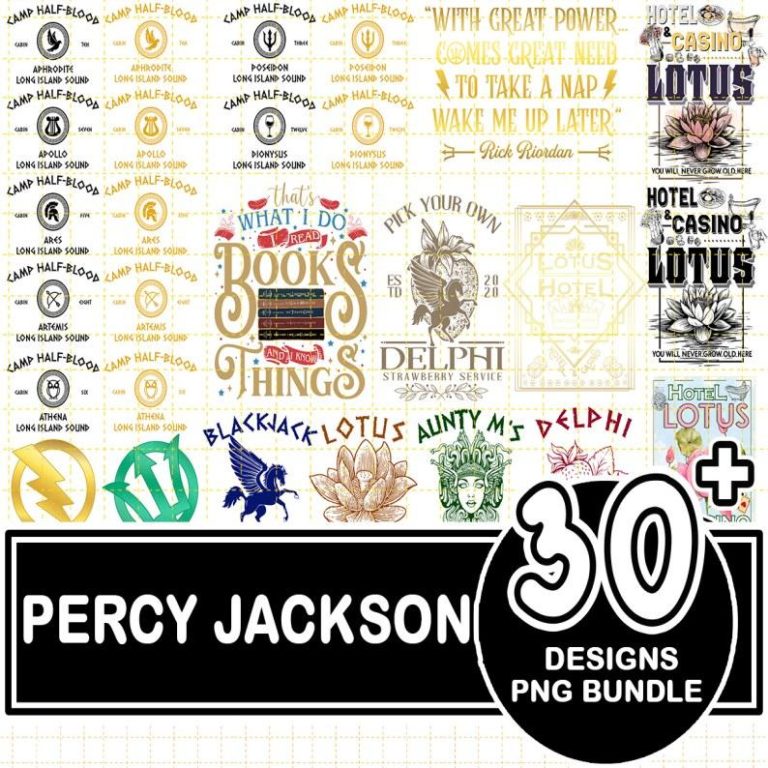 Percy Jackson Novel Series Designs Bundle | Book Lover Gift | Percy ...