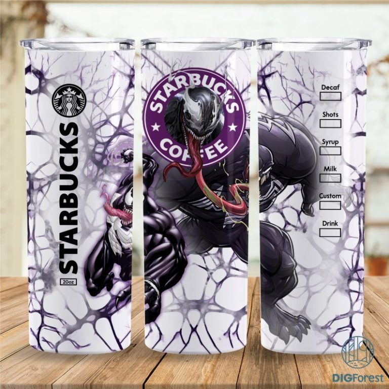 Venom Coffee 20 oz Skinny Tumbler Sublimation Design | Superhero Straight & Tapered Tumbler Wrap ...