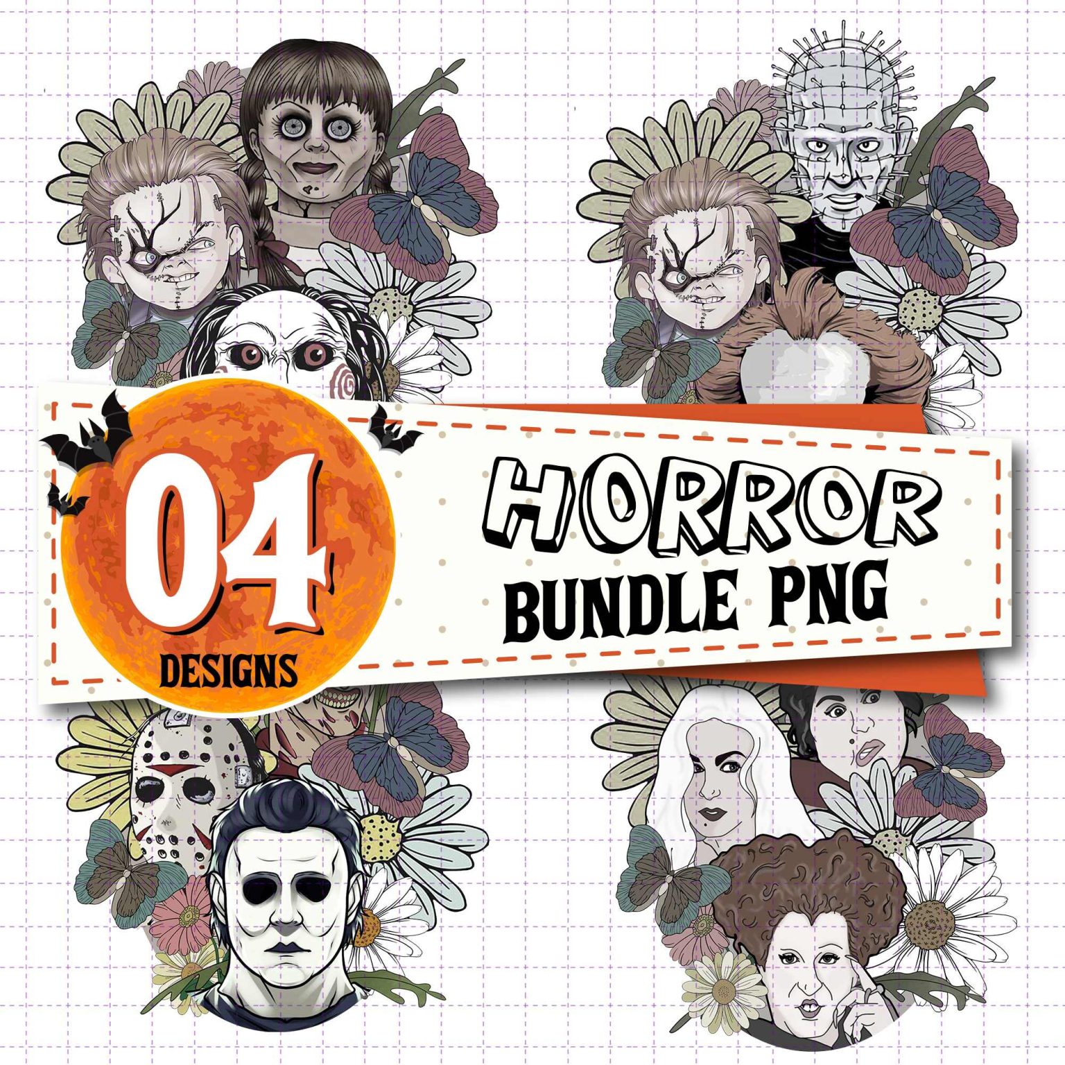 Halloween Floral Horror PNG – Horror Movie Florals PNG, Horror ...