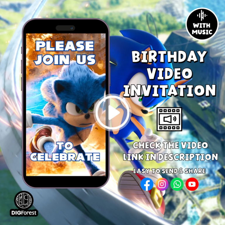 Sonic Birthday VIDEO Invitation, Sonic The Hedgehog Video Invitation ...