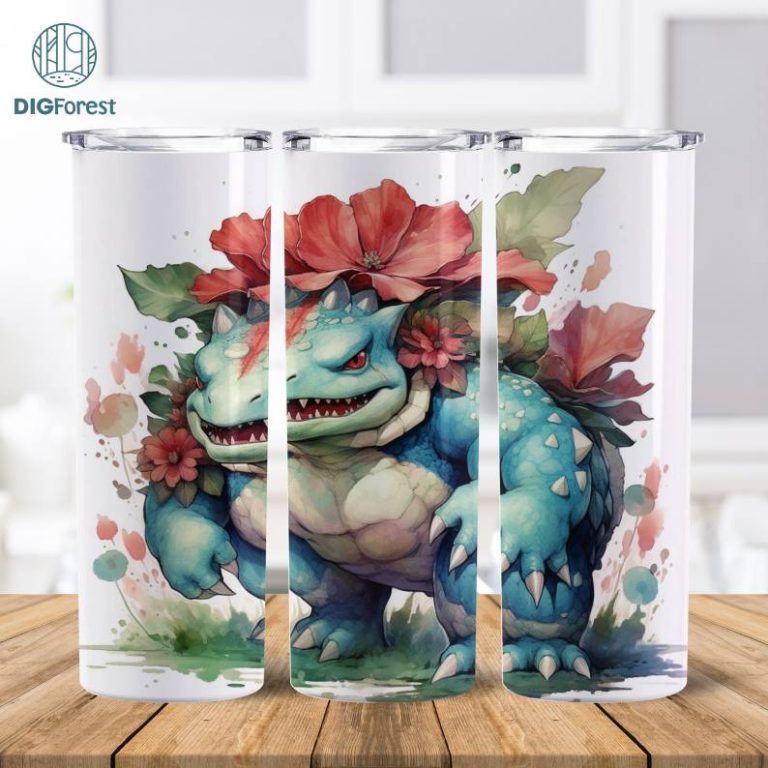 Pokemon Venusaur 20 oz Skinny Tumbler Sublimation Design | Bulbasaur ...