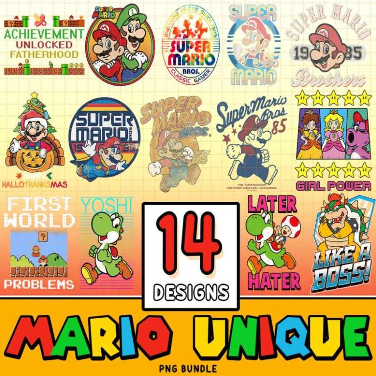 Super Mario Bundle Instant Download | Mario Luigi Princess Peach Toad ...