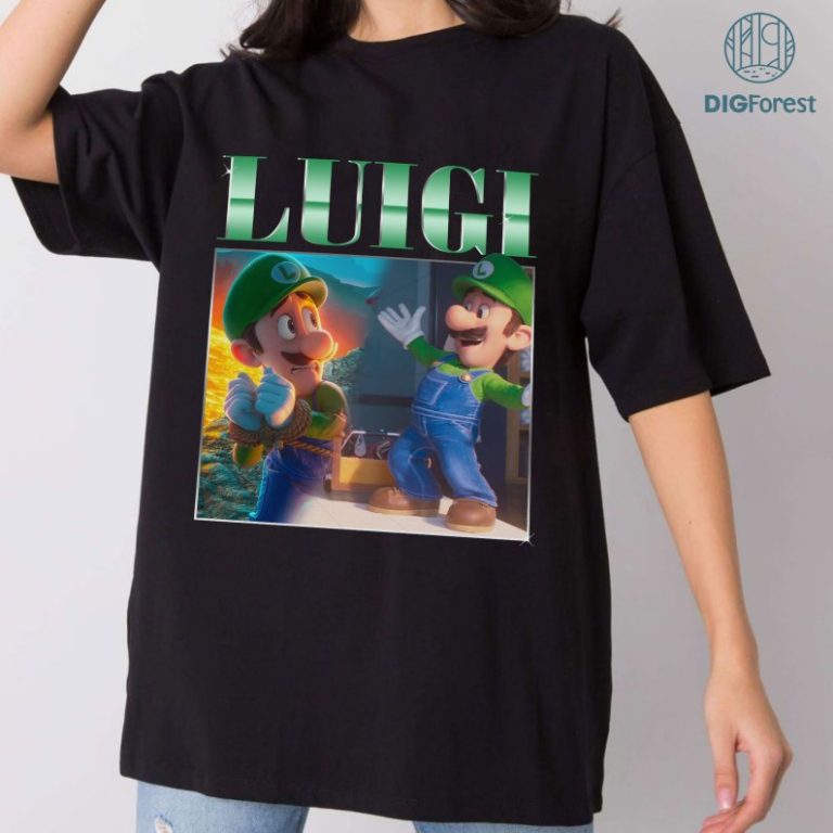 Super Mario Luigi Png | Vintage Luigi Shirt | Mario Game Homage Png ...