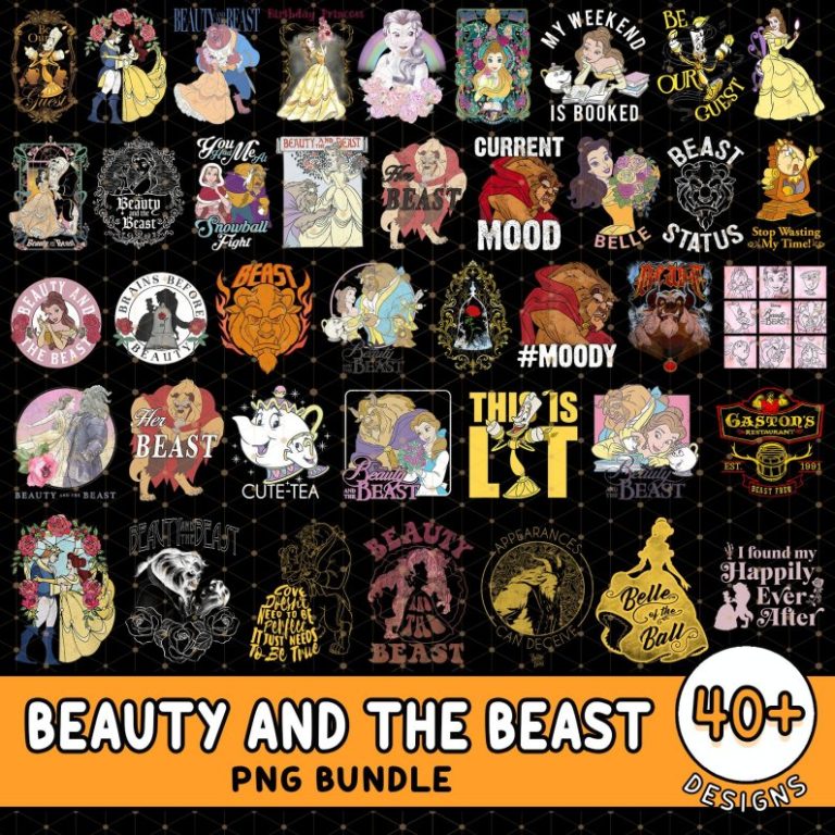 Disney Beauty And The Beast 40 Design Bundle Digital Png | Belle ...