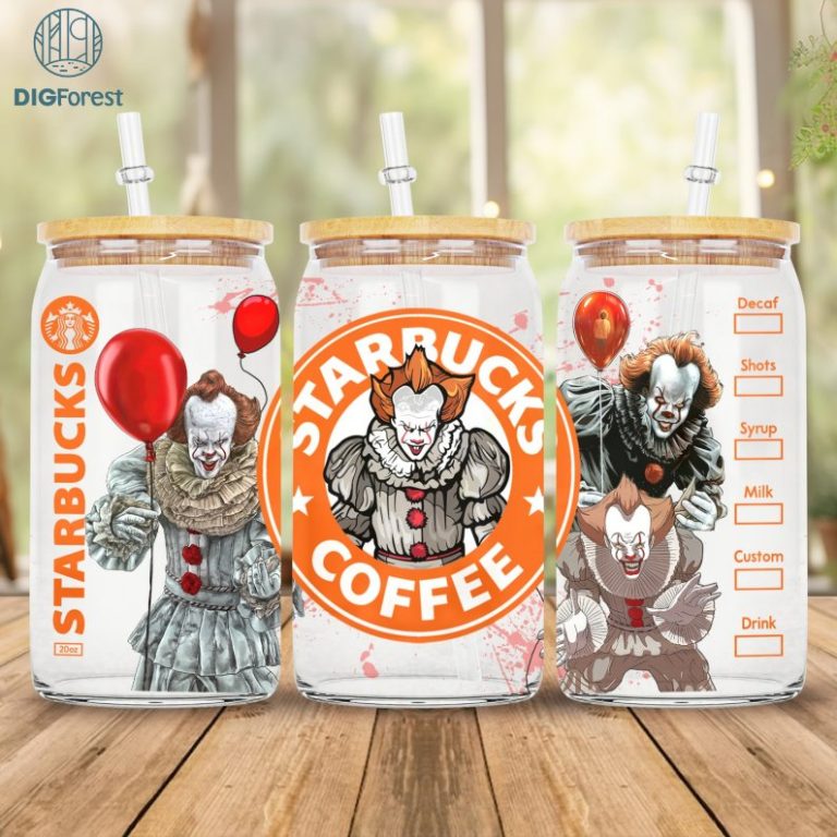 16oz Pennywise Halloween Glass Can Png | Pennywise Libby Glass Png ...