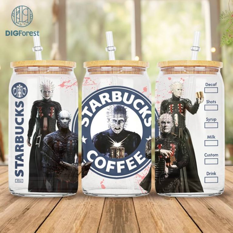 Pinhead Glass Wrap 16oz Png | Horror Movie 16oz Libbey Glass Can Wrap ...