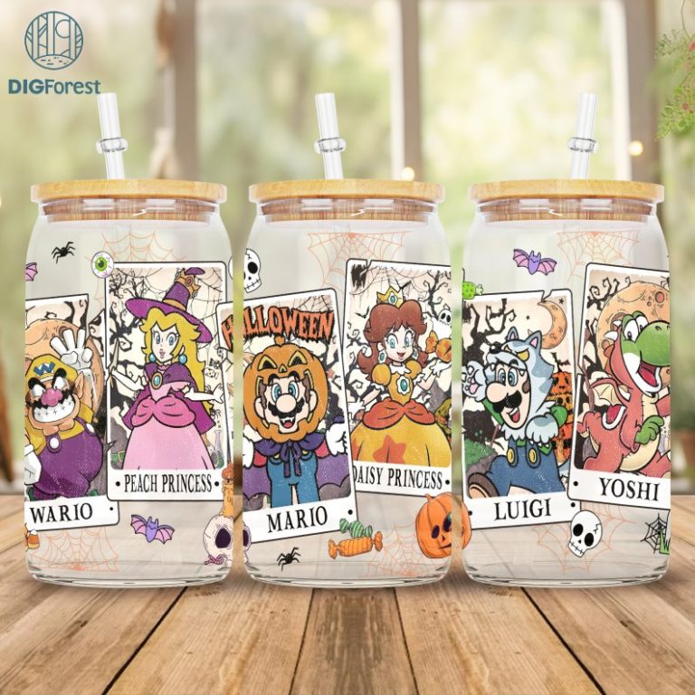 Super Mario Tarot Card 16oz Libbey Glass Can Wrap | Princess Peach ...