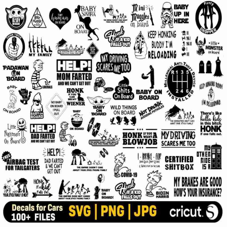 Car Decal Bundle Png Files, Car Sticker Svg, Car Window Decals Svg, Car ...