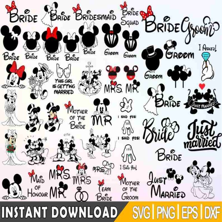 Disney Minnie Bride Wedding Bundle Png Files, Mickey Minnie Png, Mickey ...