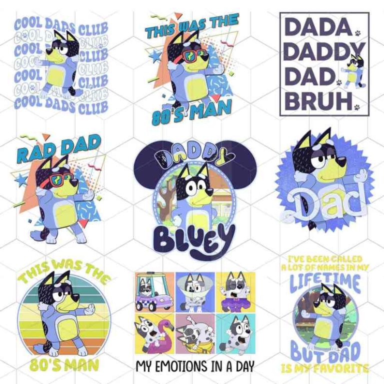 Blue Dog Cool Dad Bundle PNG, Bluey Family and Friends Digital Prints ...