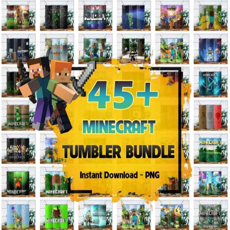 45+ Minecrafter Tumbler Wrap Bundle | 20 oz Skinny Tumbler PNG Image ...