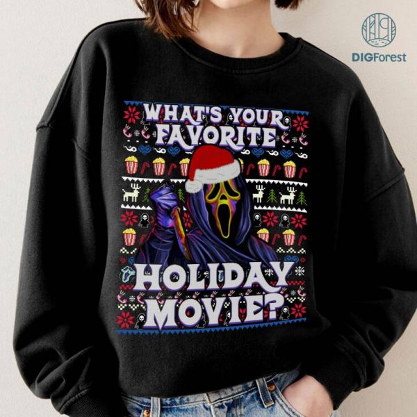 GhostFace What’s Your Favorite Holiday Movie Ugly Christmas Sweater | Scream Movie Christmas Png ...