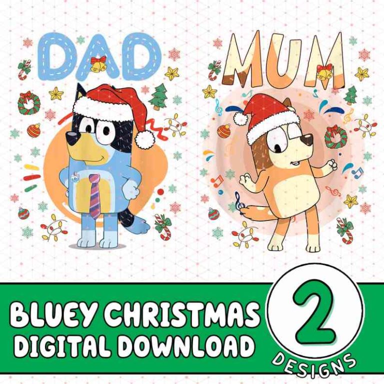Bluey Family Merry Christmas 2023 PNG | Bluey Mum Dad Couple Christmas ...