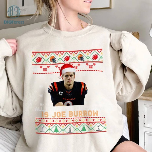 Joe Burrow Christmas Sweatshirt, Burrow PNG, Vintage Cincinnati ...