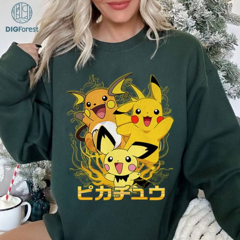 Pichu Raichu Pikachu PNG | Vintage Pkm Pikachu Shirt | Pikachu ...