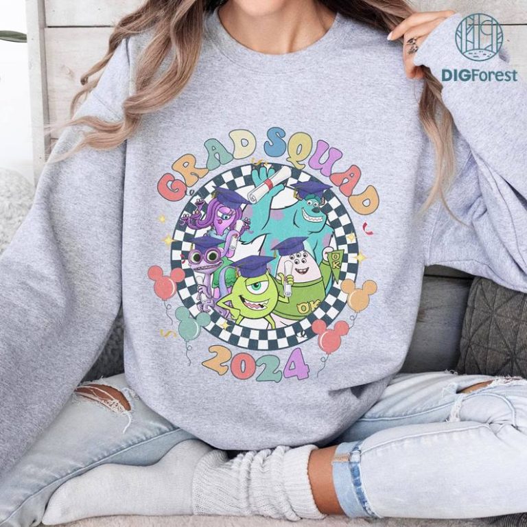 Disney Monster Inc Grad Squad 2024 Shirt, Mike And Sully Graduation Shirt, Disneyland Graduation ...