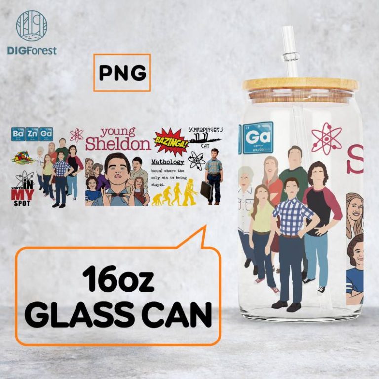 Young Sheldon TV Series 16oz Glass Can PNG,Young Sheldon Character ...