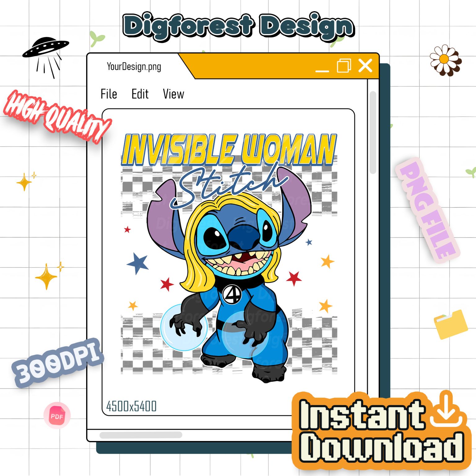 Invisible Woman Stitch Cosplay PNG – Fantastic Four, Disneyland Stitch ...
