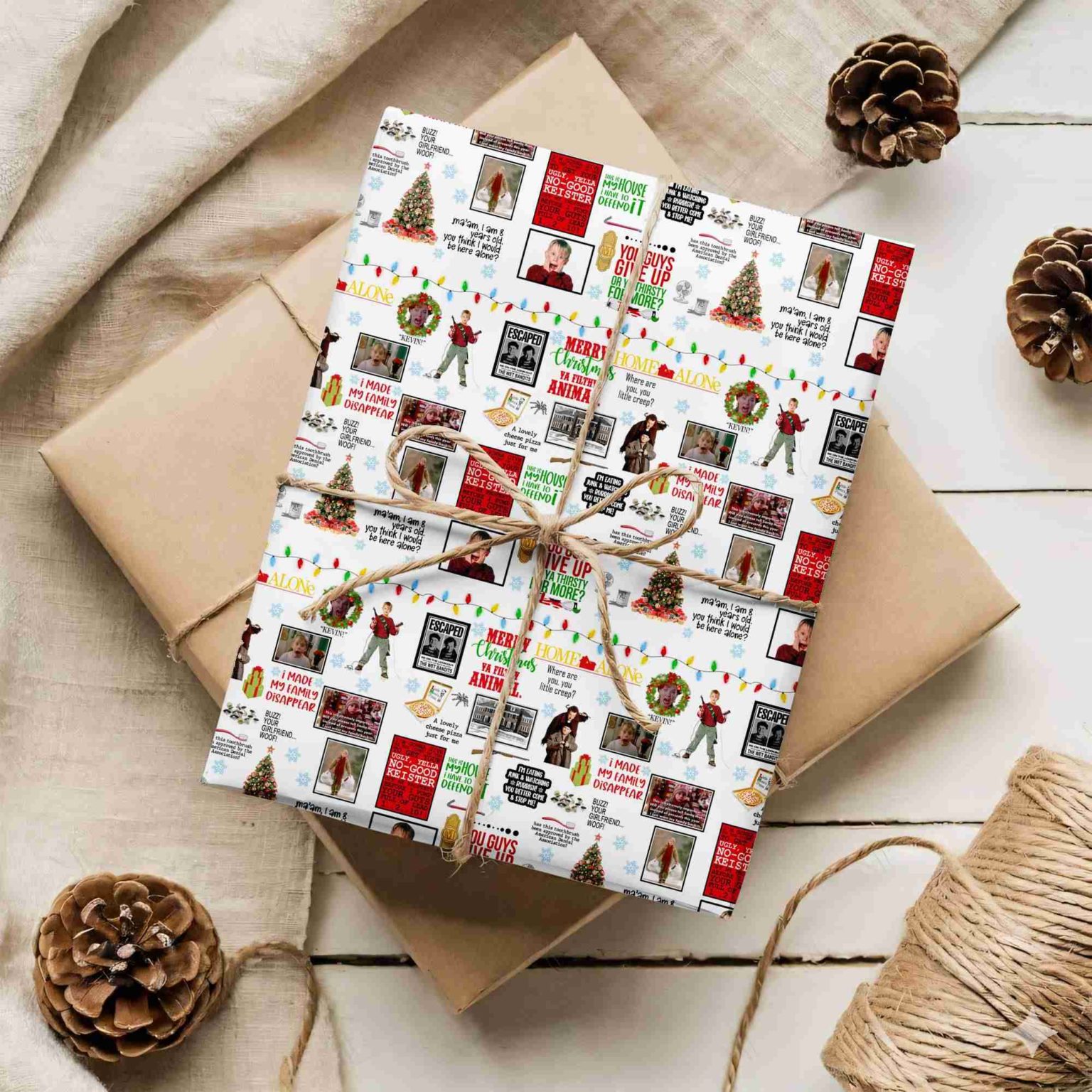 Home Alone Christmas Movie Wrapping Paper – Kevin McCallister Funny ...