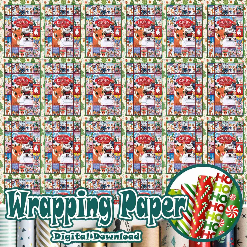 Vintage Rudolph Red Nosed Reindeer Wrapping Paper – Classic Christmas ...