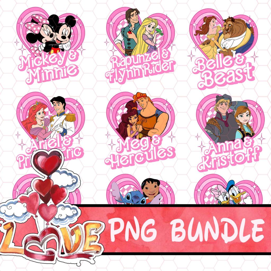 Disney Pink Doll Heart Style Bundle PNG – Mickey And Minnie Couple ...
