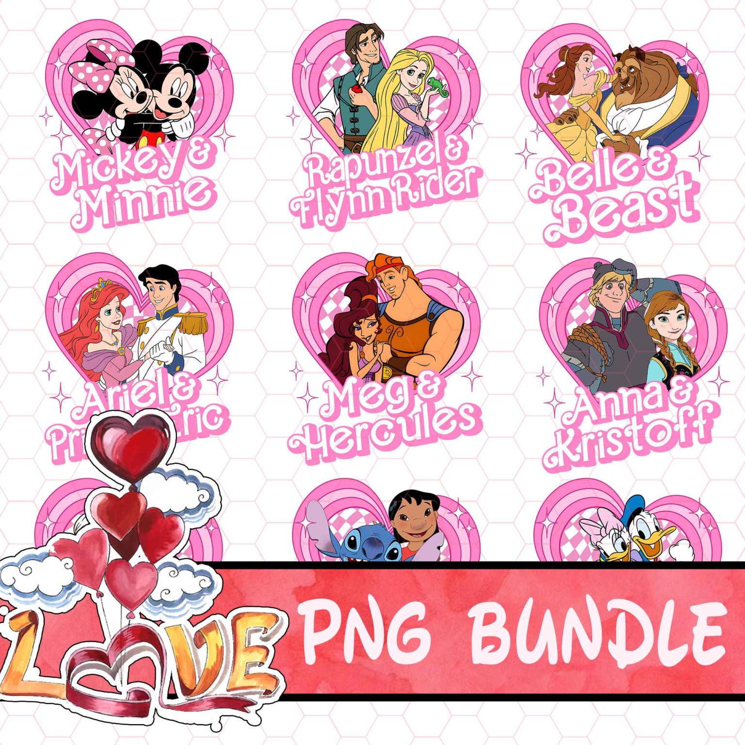 Disney Pink Doll Heart Style Bundle PNG – Mickey And Minnie Couple ...